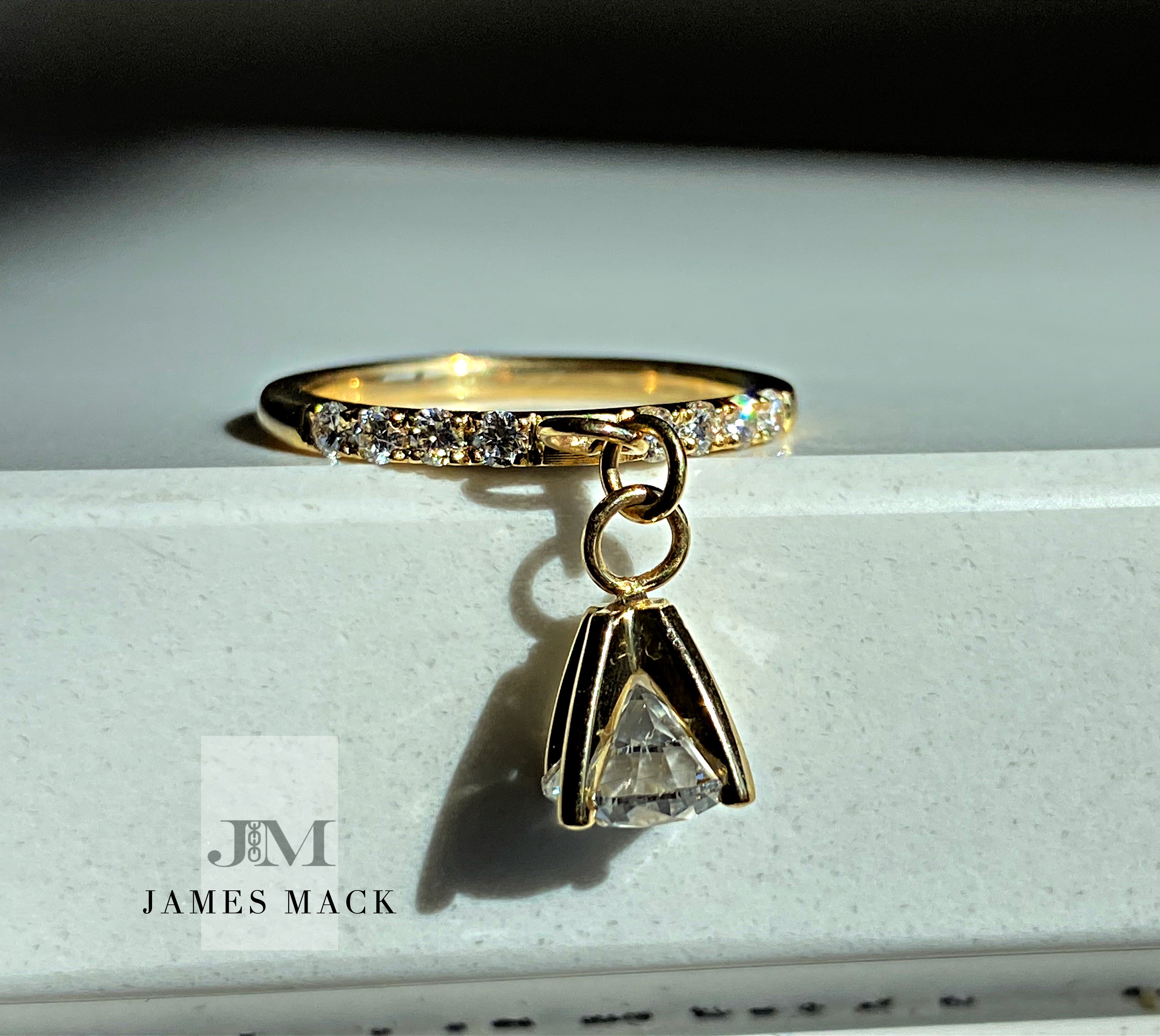 Diamond dangle ring 1.7ctw 14k jamesmackdesigns